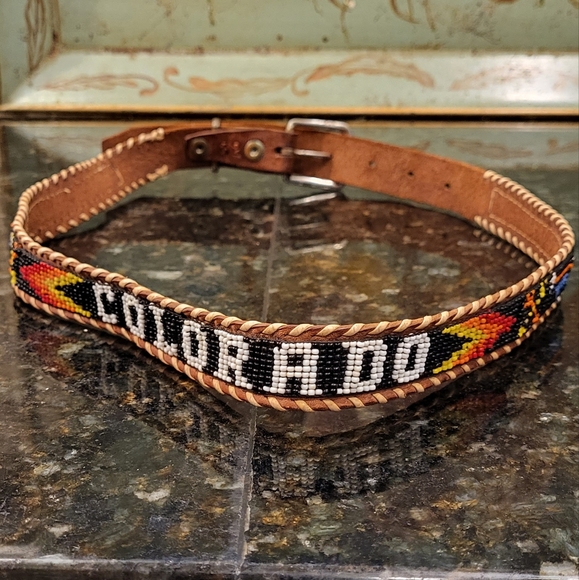 Accessories | Vintage Tooled Leather Bead Colorado Belt Tan Leather And ...